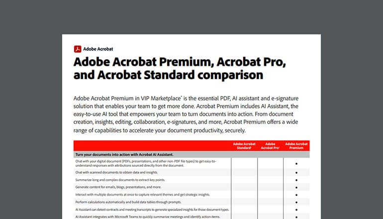 Adobe Acrobat Premium, Acrobat Pro, and Acrobat Standard Comparison ...